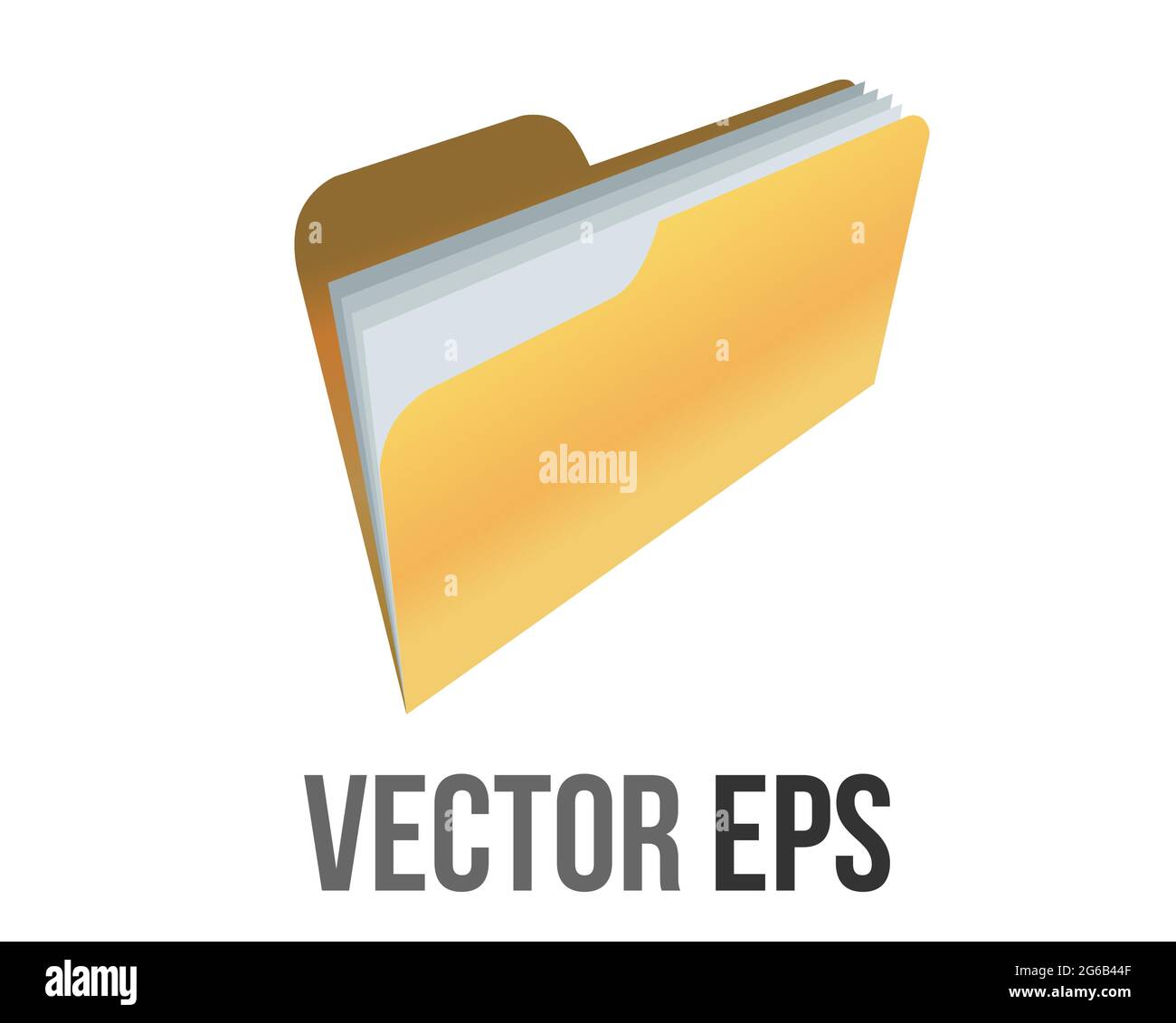 The isolated vector classic gradient yellow computer file folder icon with document Stock Vector ...
