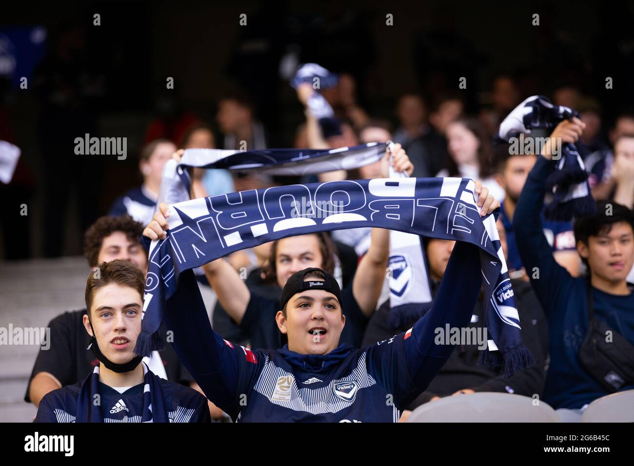 MELBOURNE, AUSTRALIA - MARCH 6: Melbourne Victory fans during the ...