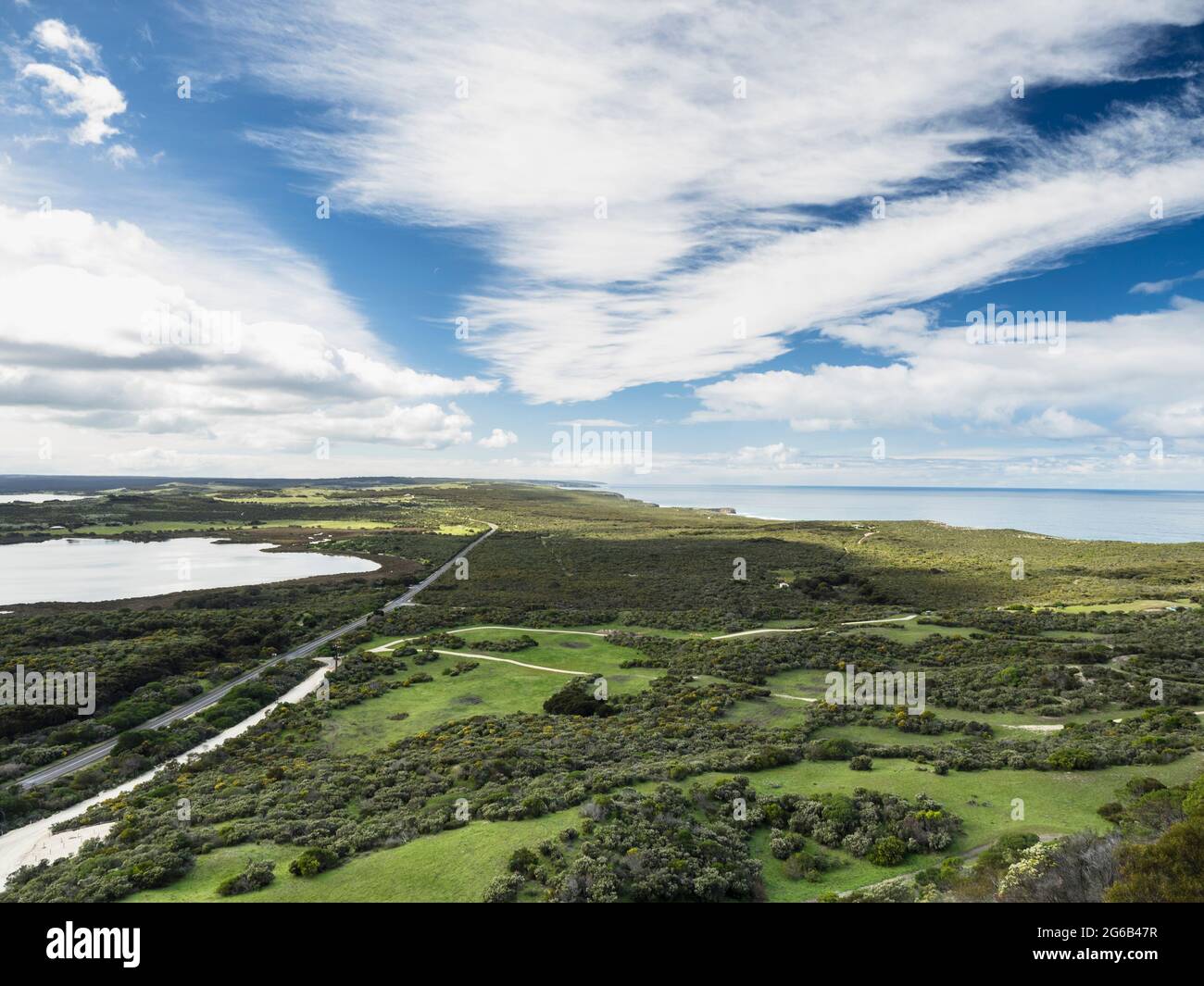 The Dudley Peninsula from Prospect Hill with Pelican Lagoon and the ...
