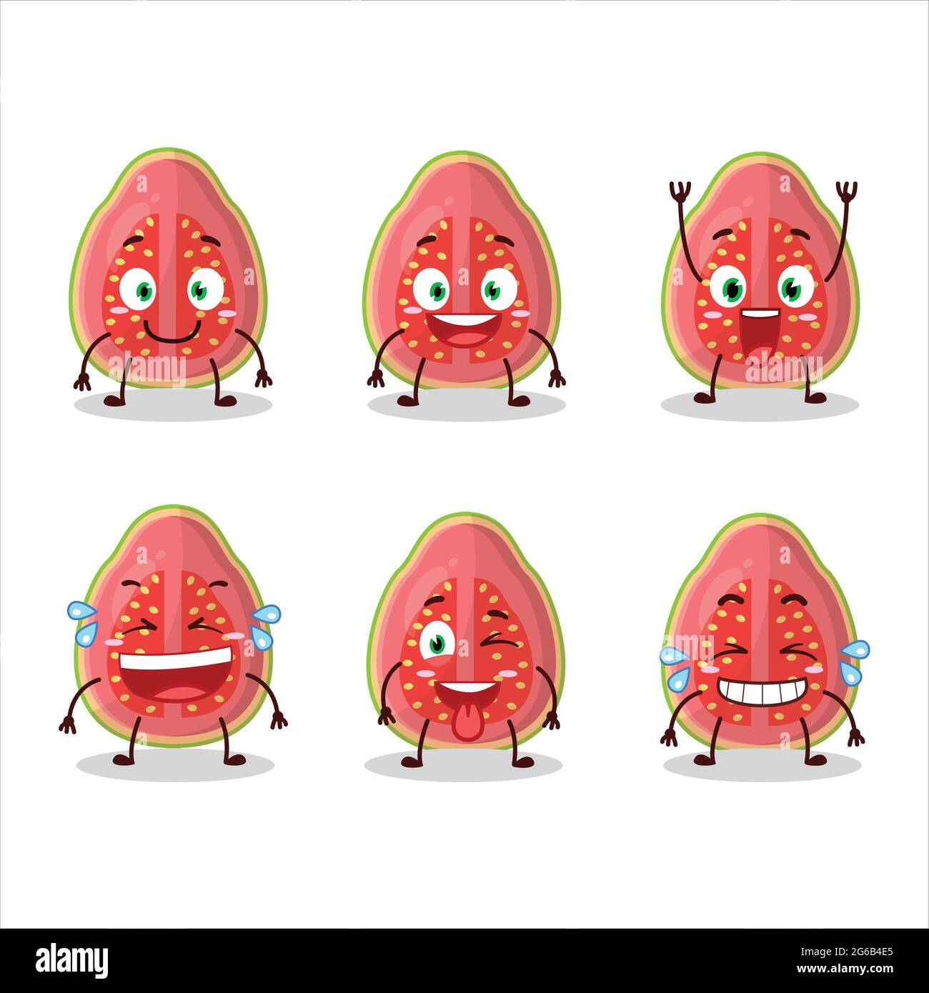 Cartoon character of slash of guava with smile expression. Vector ...