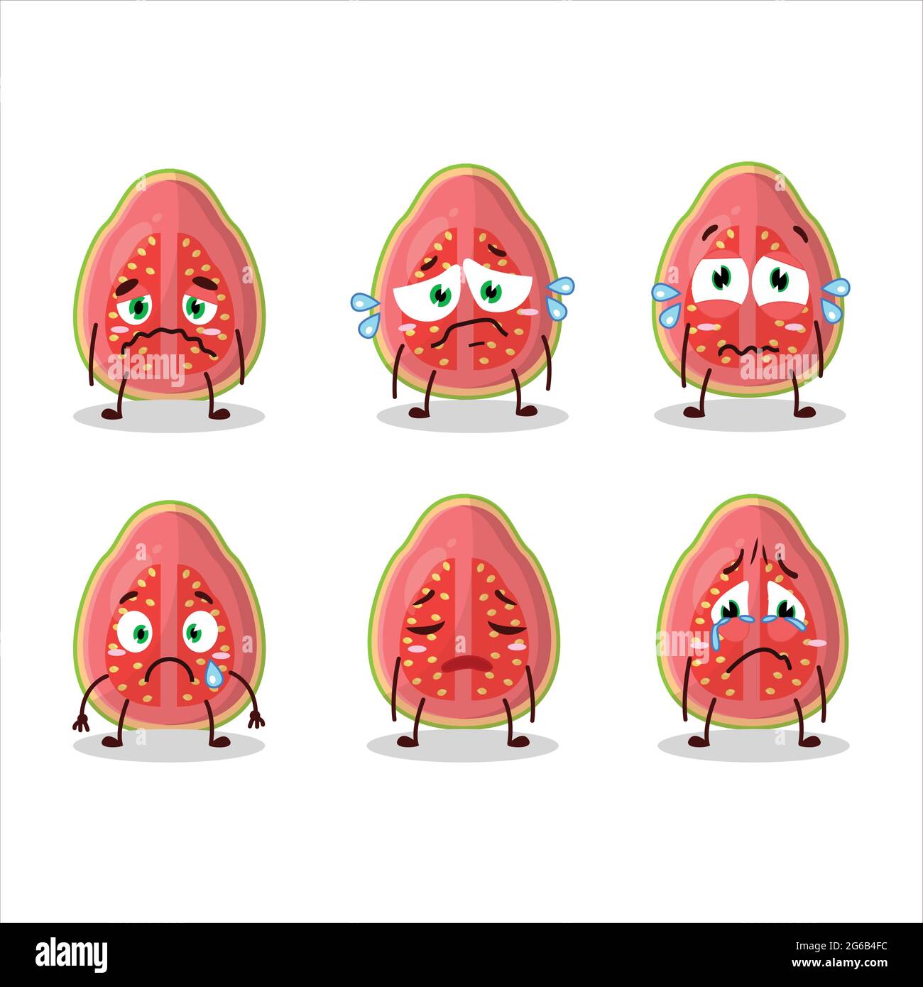 Slash of guava cartoon character with sad expression. Vector ...