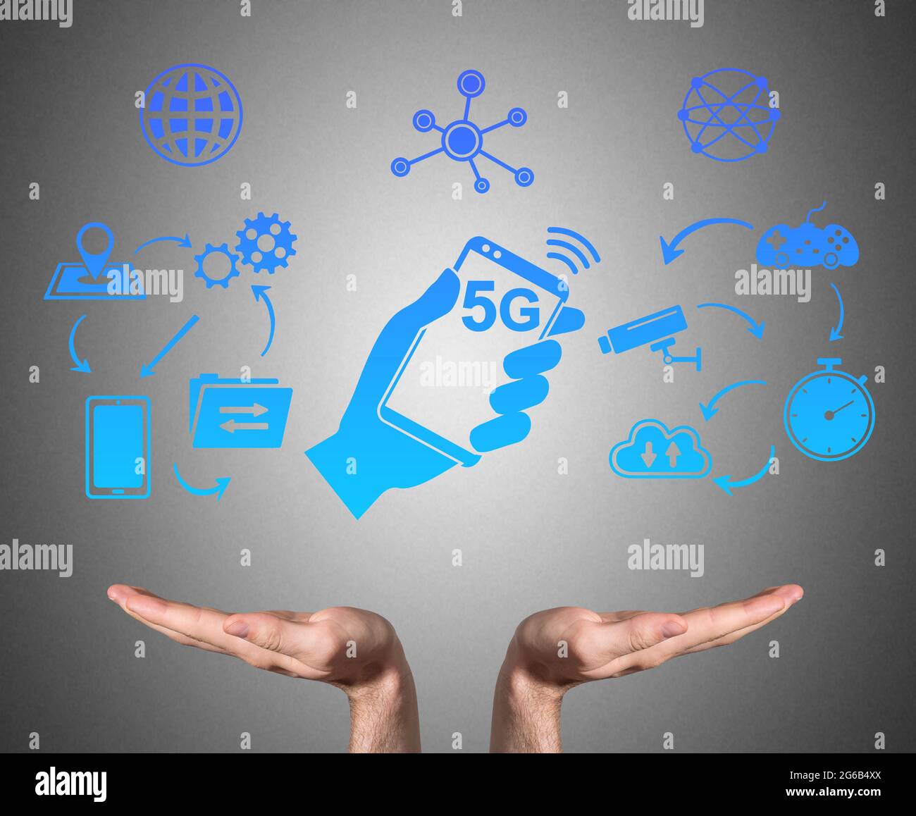 Open hands sustaining 5g concept Stock Photo - Alamy