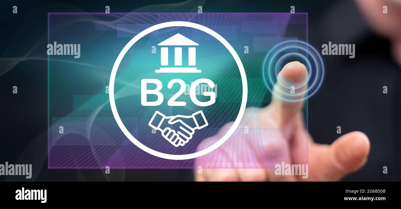 Man touching a b2g concept on a touch screen with his finger Stock ...