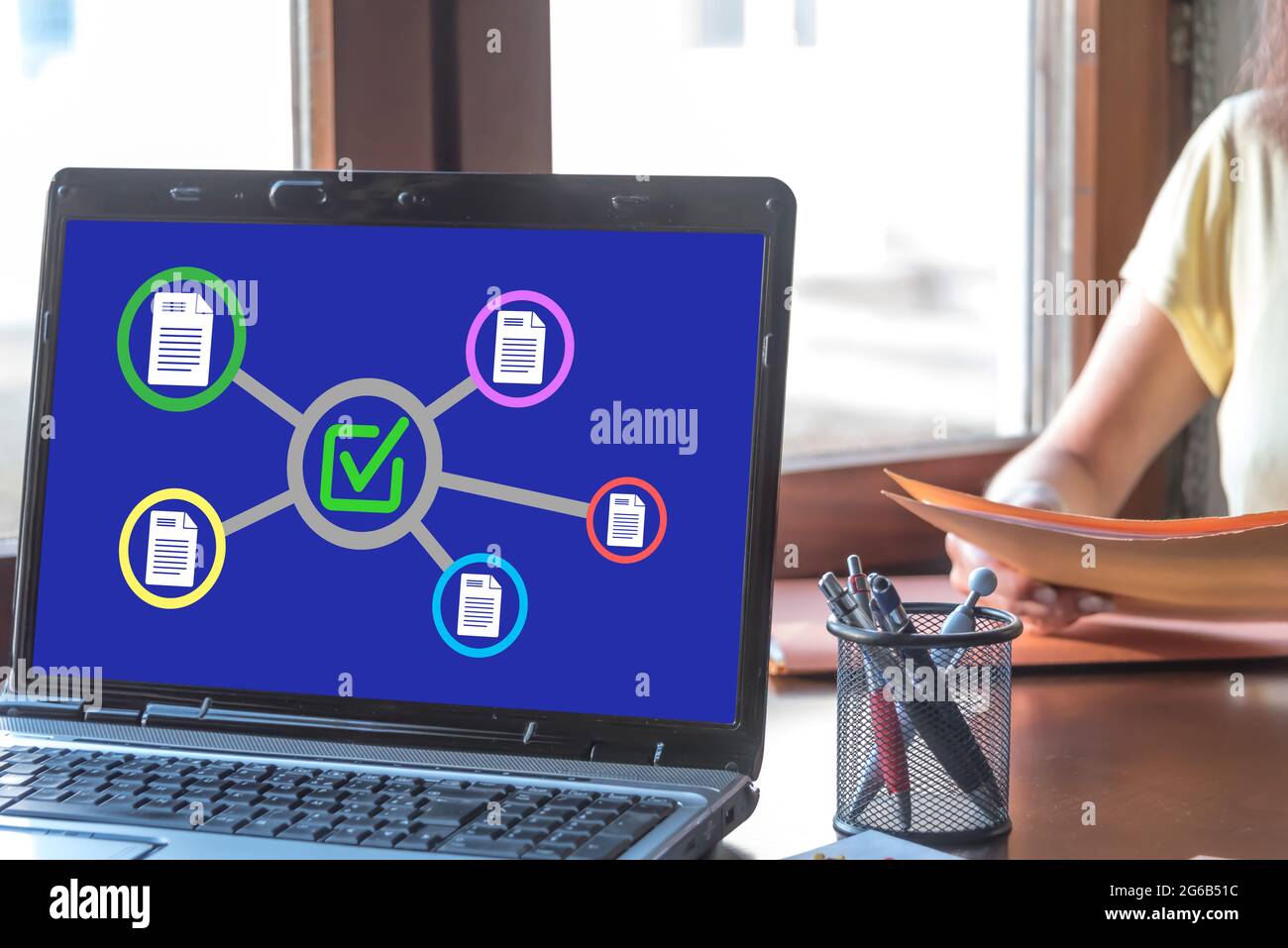Laptop screen displaying a validation concept Stock Photo - Alamy
