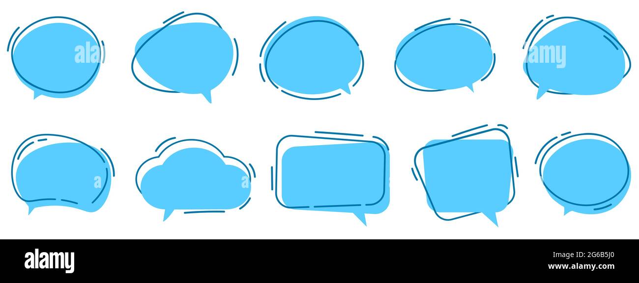 Vector Set of speech bubbles. Dialog box icon, message template. Blue ...