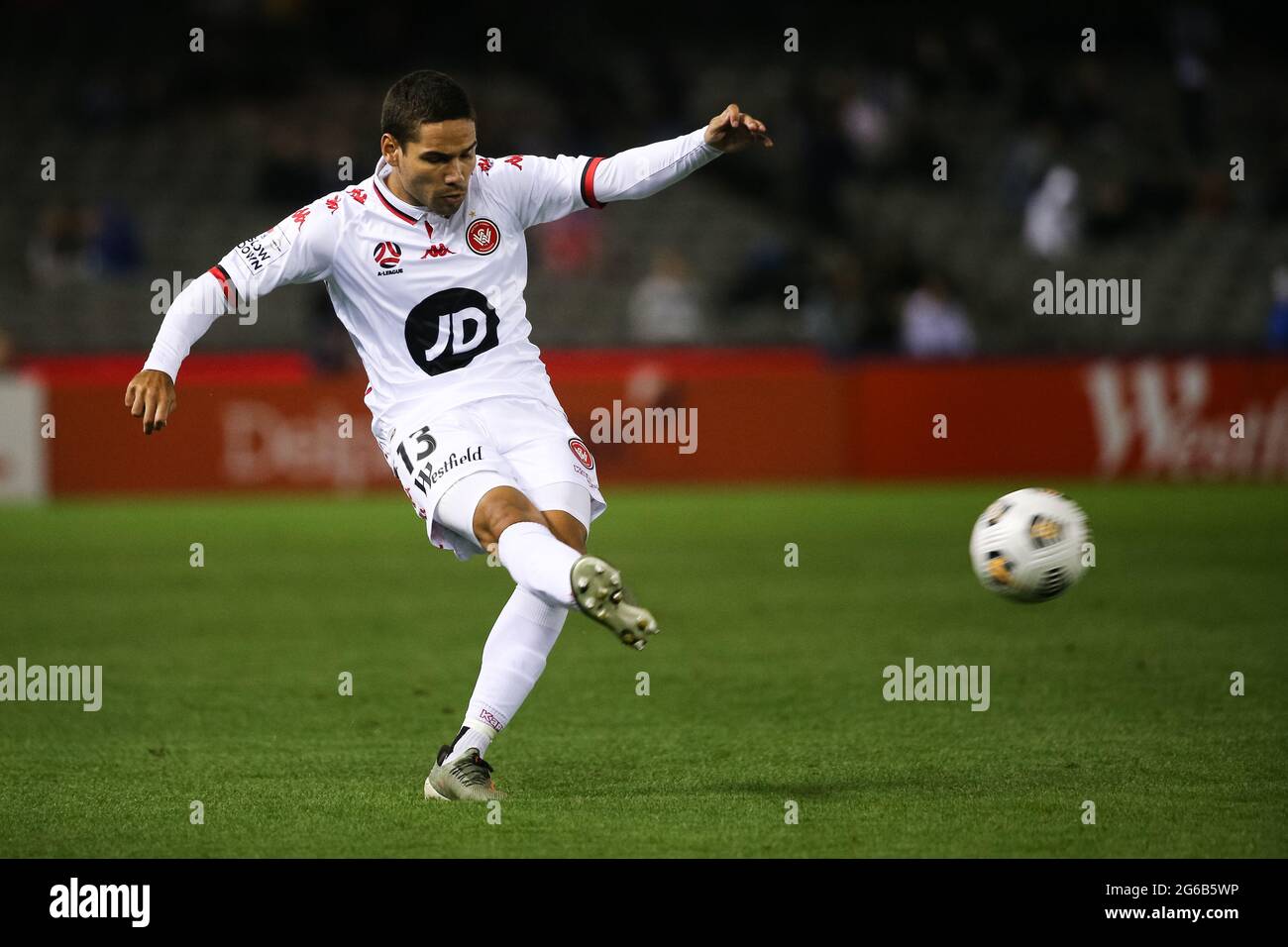 MELBOURNE, AUSTRALIA - APRIL 23: Tate Russell of Western Sydney ...