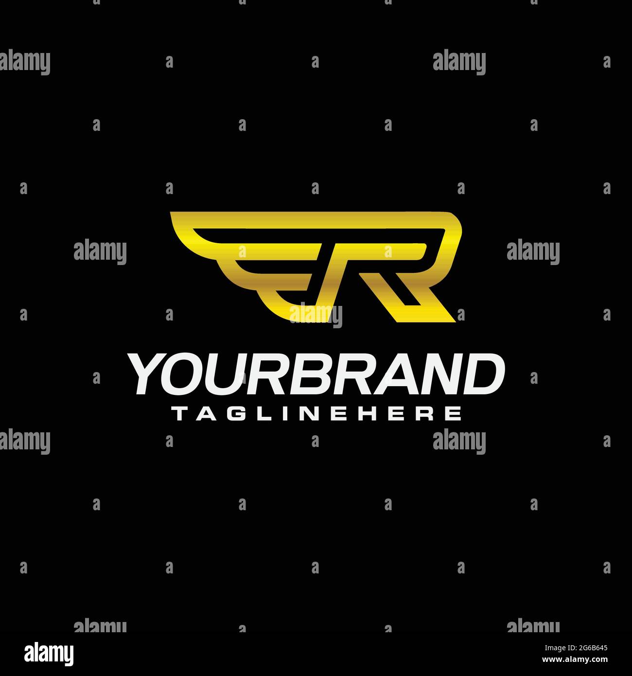 Initial wing of letter R, luxury logo design vector Stock Vector Image ...