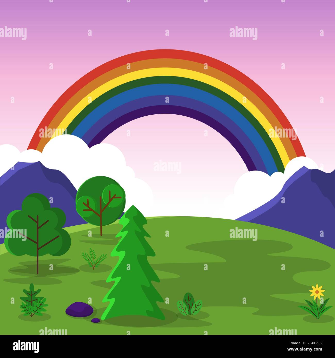 Meadow afternoon Stock Vector Images - Alamy