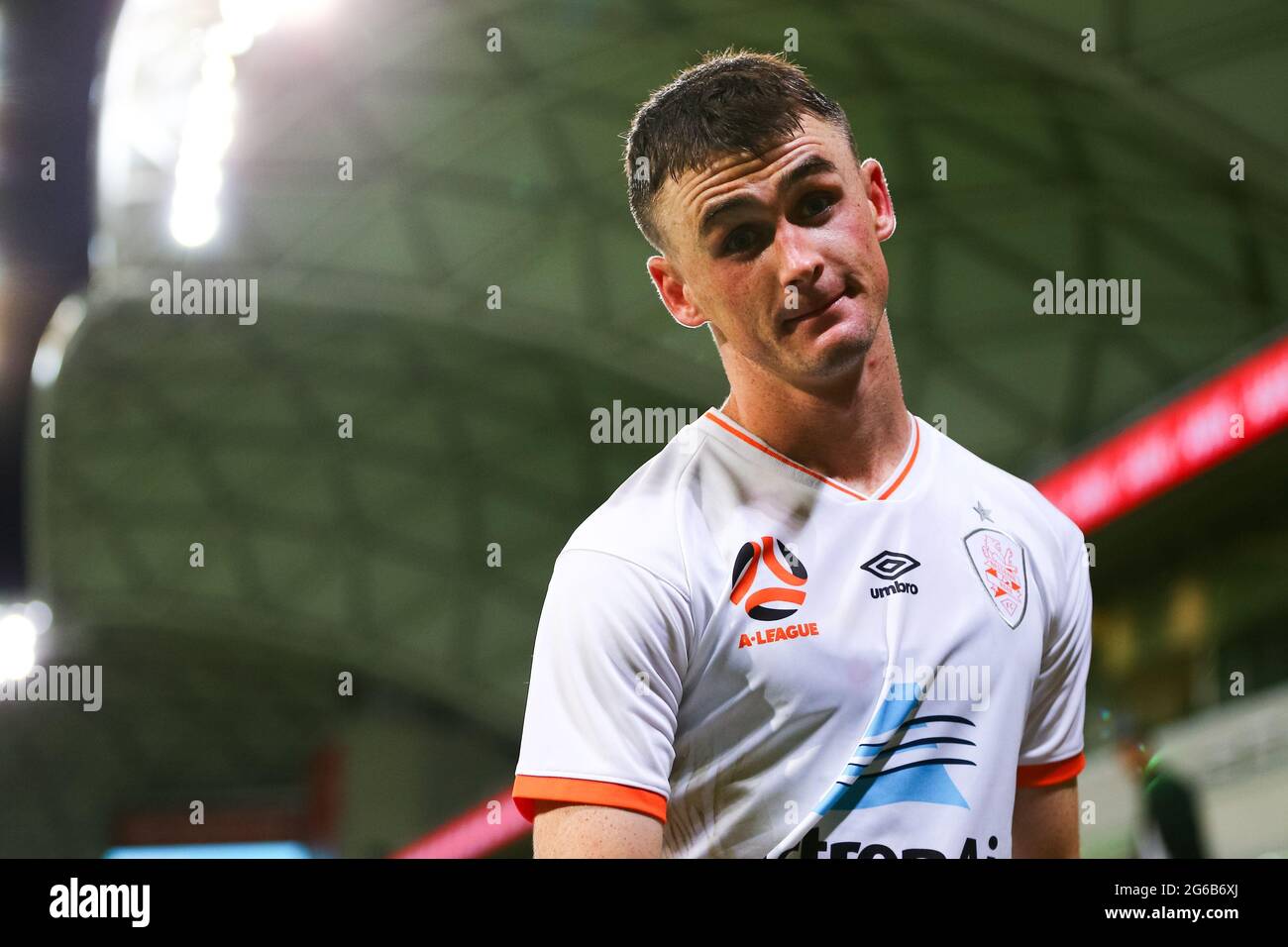 MELBOURNE, AUSTRALIA - MARCH 14: Dylan Wenzel-Halls of Brisbane Roar FC ...