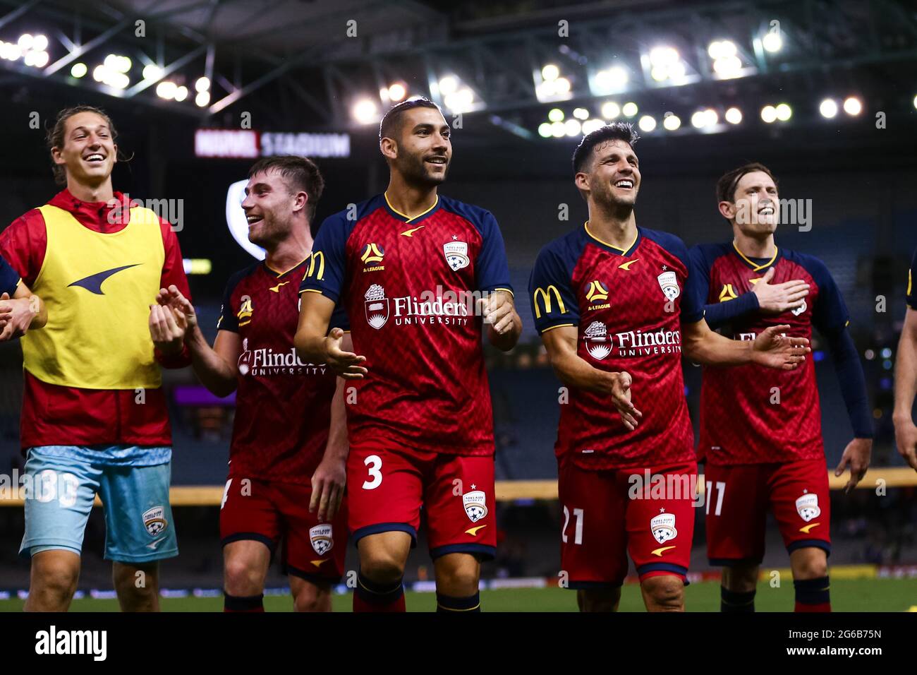 MELBOURNE, AUSTRALIA - MARCH 13: Adelaide United Team Members thanks ...