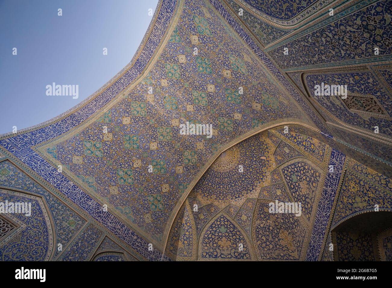 Interior of dome, artistic tile work of Imam mosque(Shah mosque), Imam ...