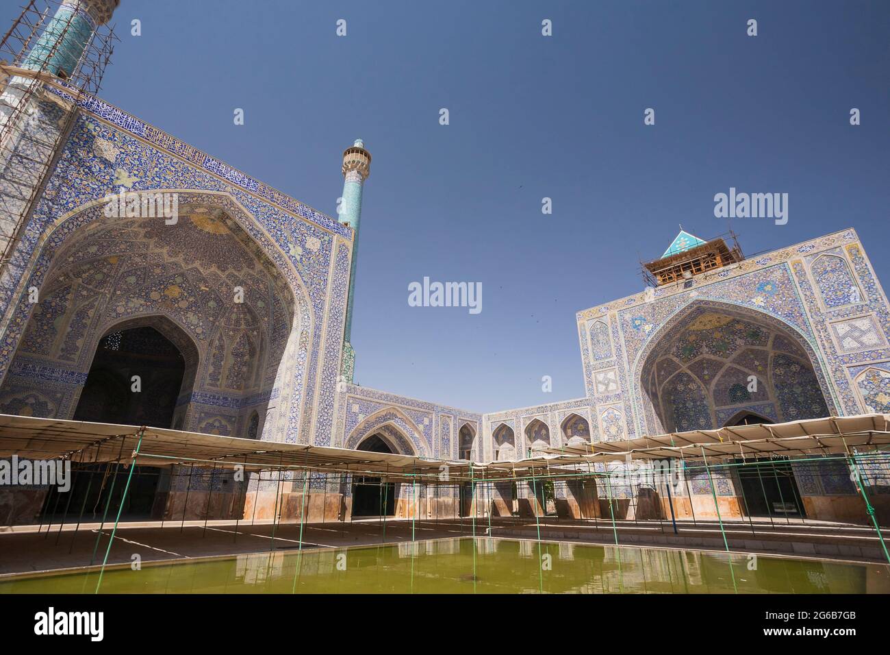 Courtyard with pool of Imam mosque(Shah mosque), Imam square, Isfahan ...