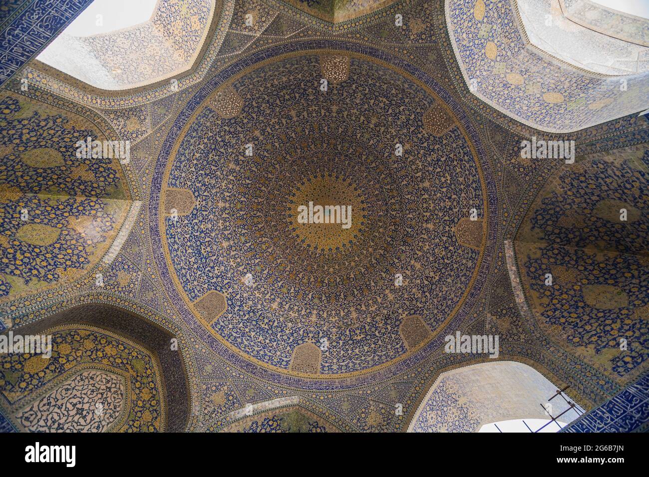 Interior of dome, artistic tile work of Imam mosque(Shah mosque), Imam ...