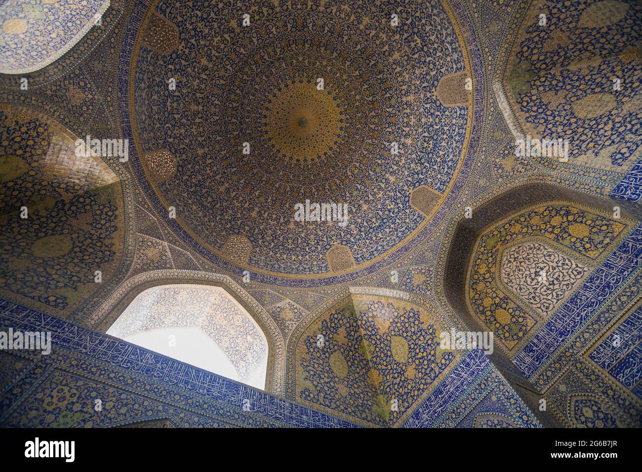 Interior of dome, artistic tile work of Imam mosque(Shah mosque), Imam ...