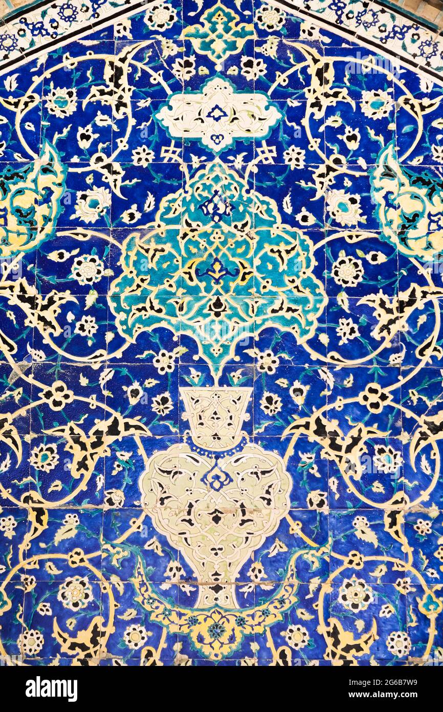 Artistic tile work of Imam mosque(Shah mosque), Imam square, Isfahan ...