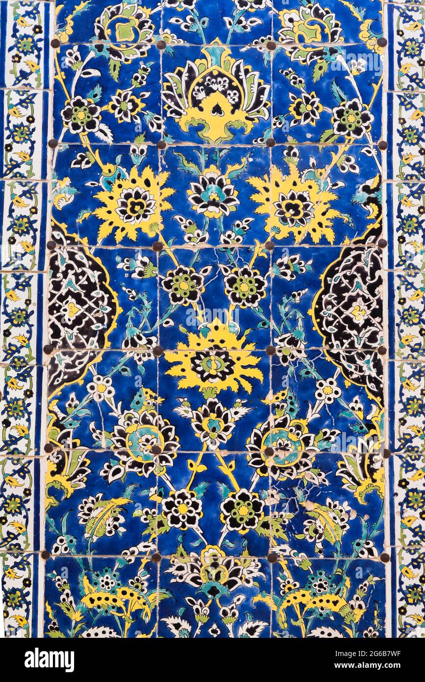 Artistic tile work of Imam mosque(Shah mosque), Imam square, Isfahan ...
