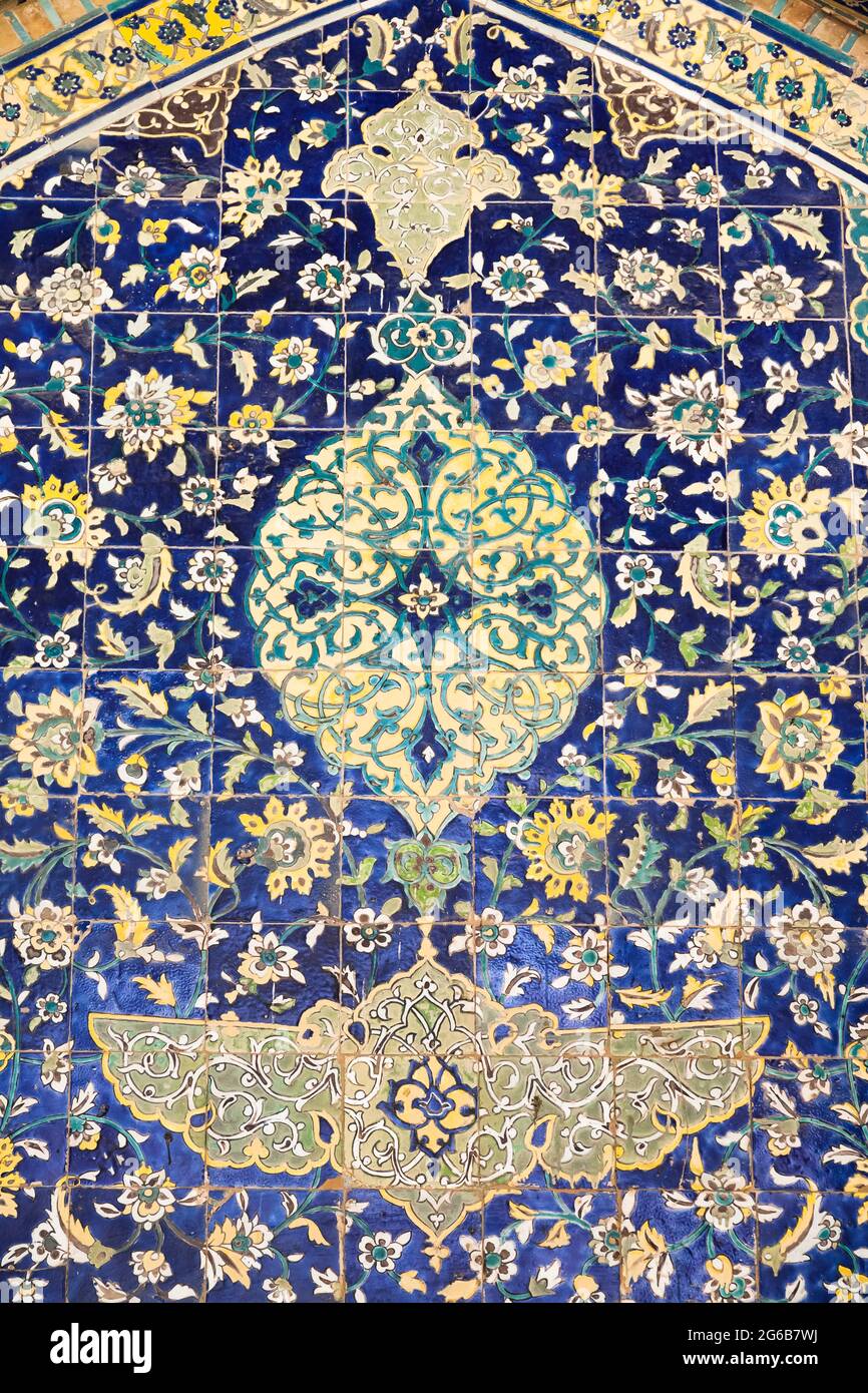 Artistic tile work of Imam mosque(Shah mosque), Imam square, Isfahan ...