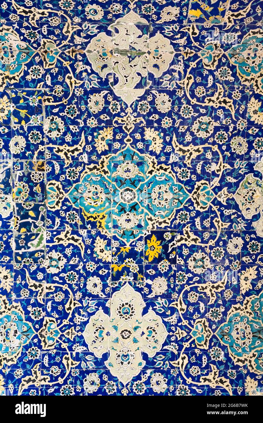 Artistic tile work of Imam mosque(Shah mosque), Imam square, Isfahan ...