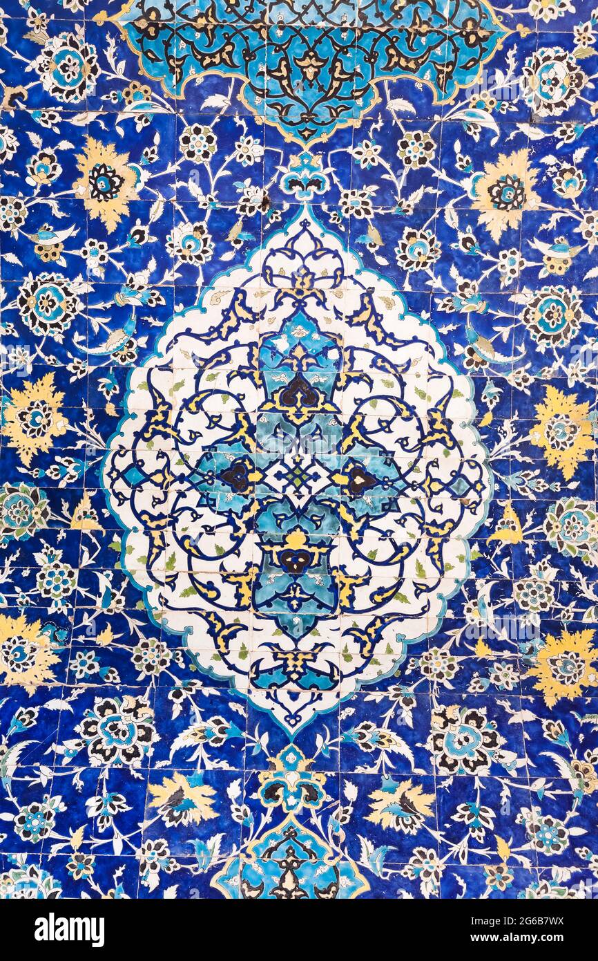 Artistic tile work of Imam mosque(Shah mosque), Imam square, Isfahan ...