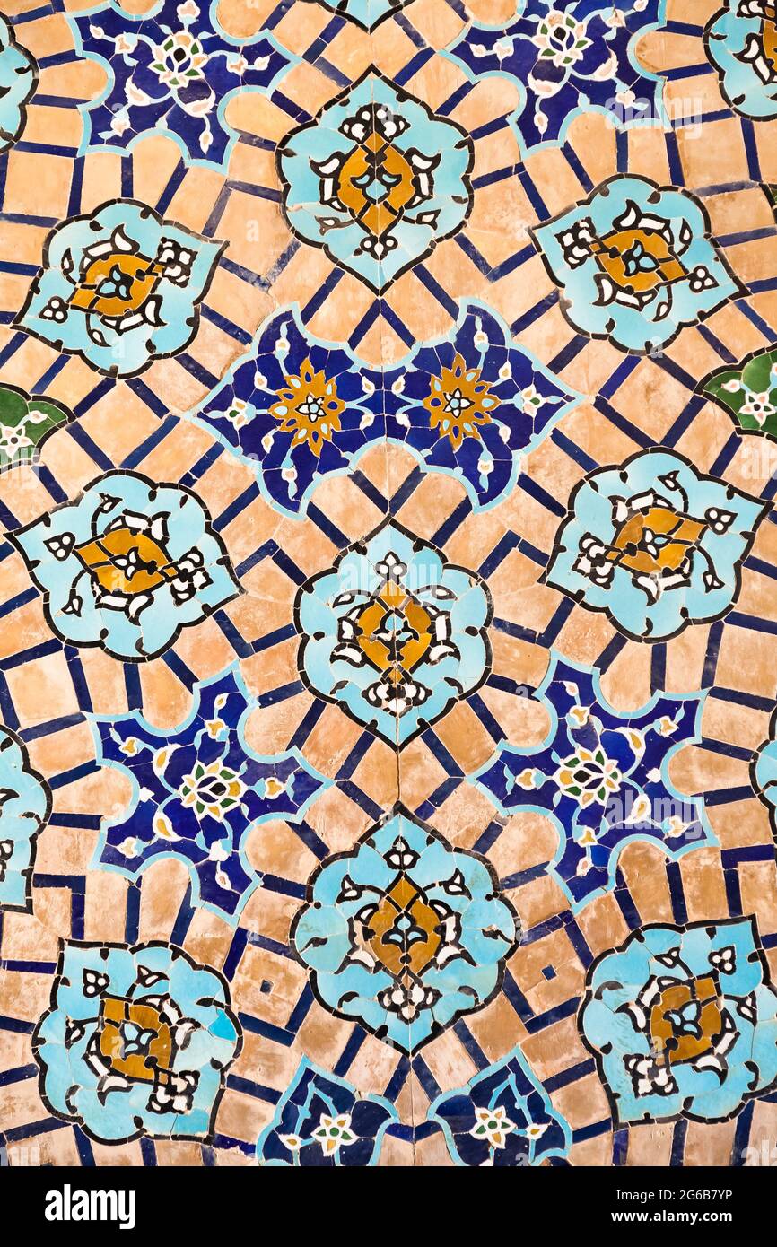 Artistic tile work of Imam mosque(Shah mosque), Imam square, Isfahan ...