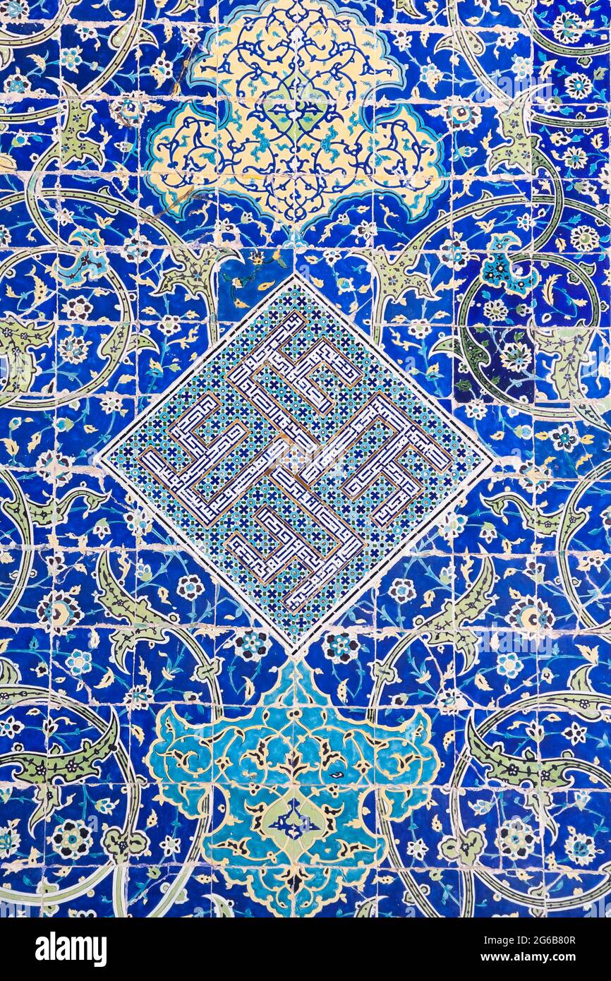 Artistic tile work of Imam mosque(Shah mosque), Imam square, Isfahan ...