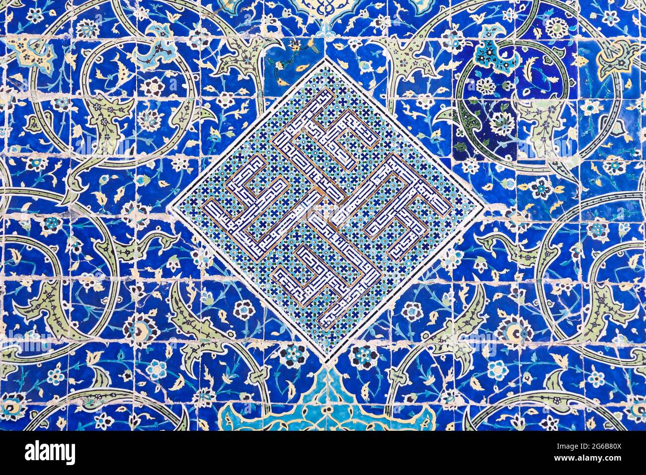 Artistic tile work of Imam mosque(Shah mosque), Imam square, Isfahan ...
