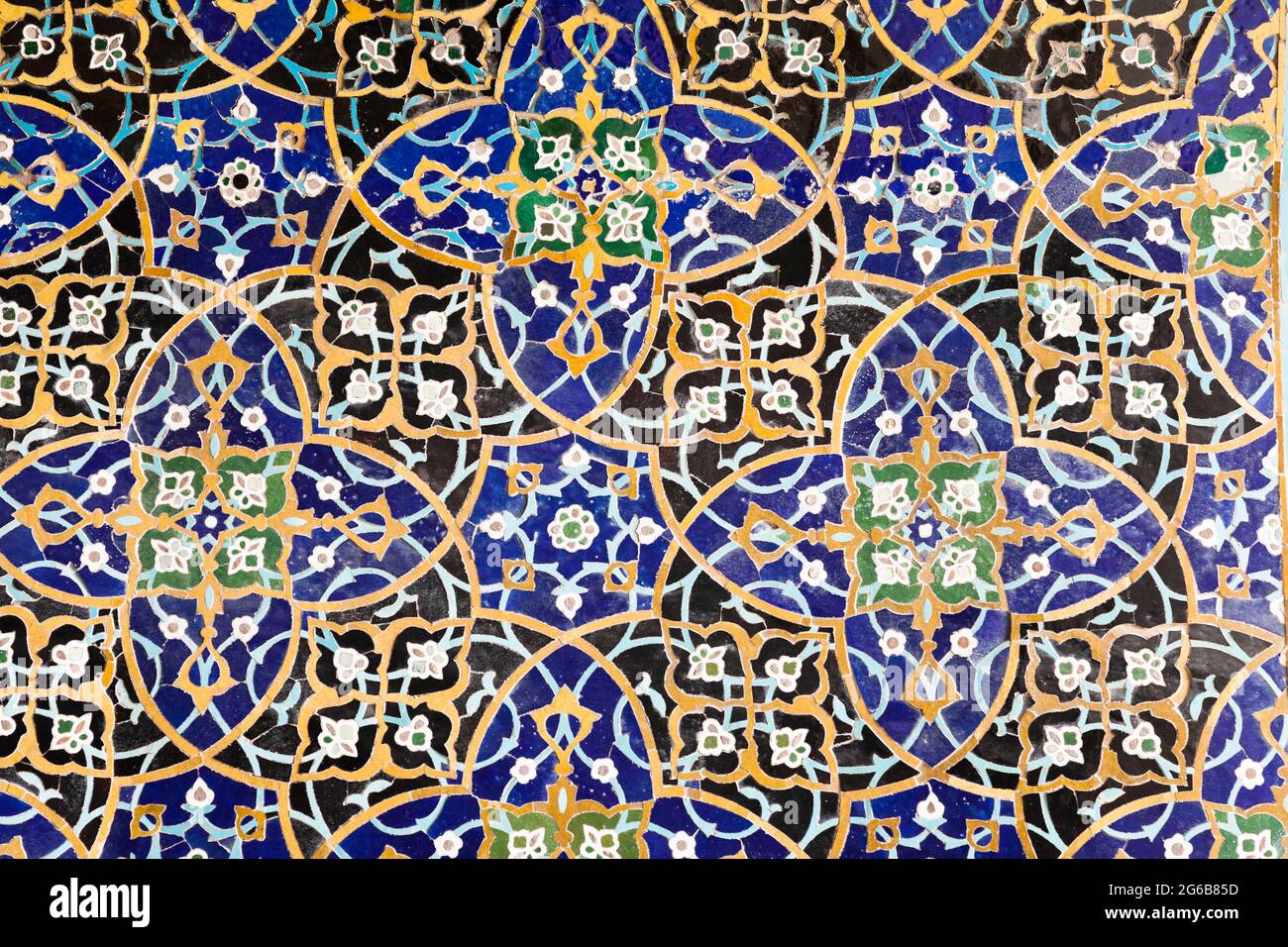 Artistic tile work in courtyard, Friday mosque(Jameh mosque), Isfahan ...