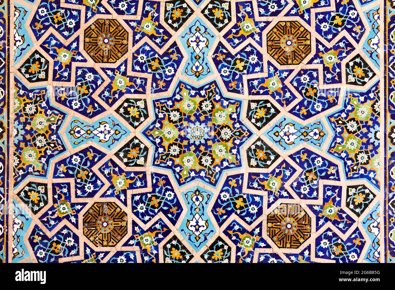 Artistic tile work in courtyard, Friday mosque(Jameh mosque), Isfahan ...