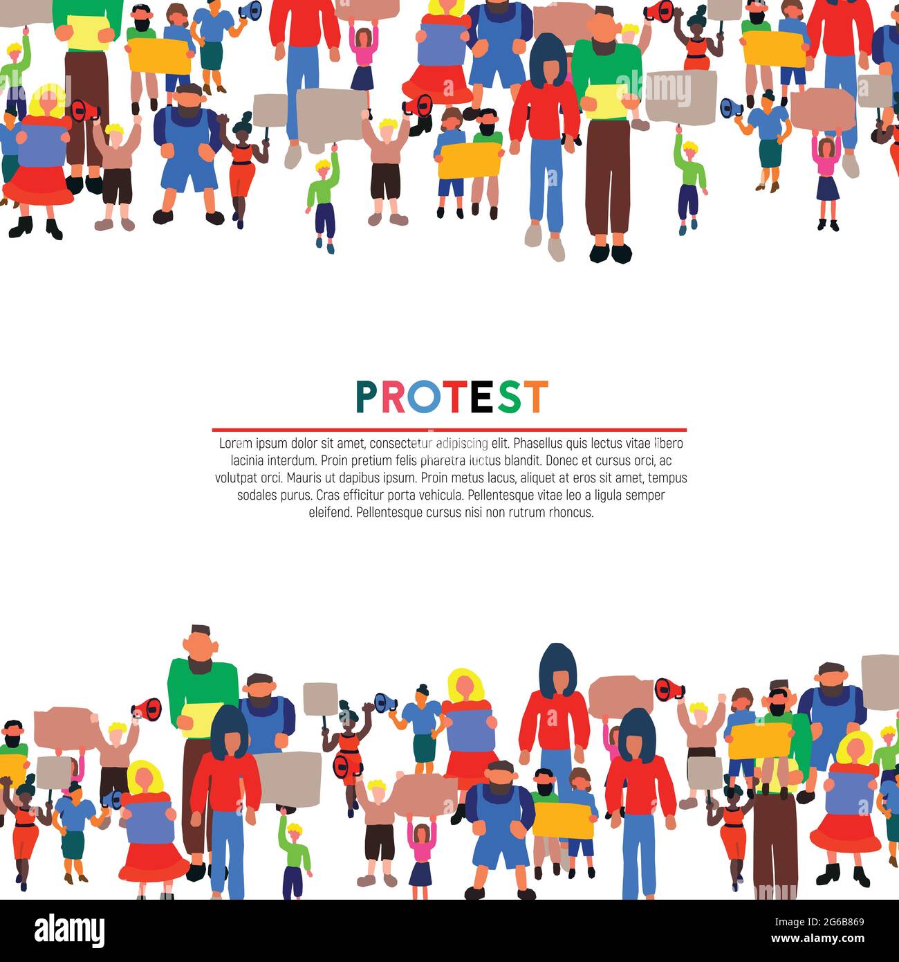 Protesters people on a white background. Revolution vector illustration ...