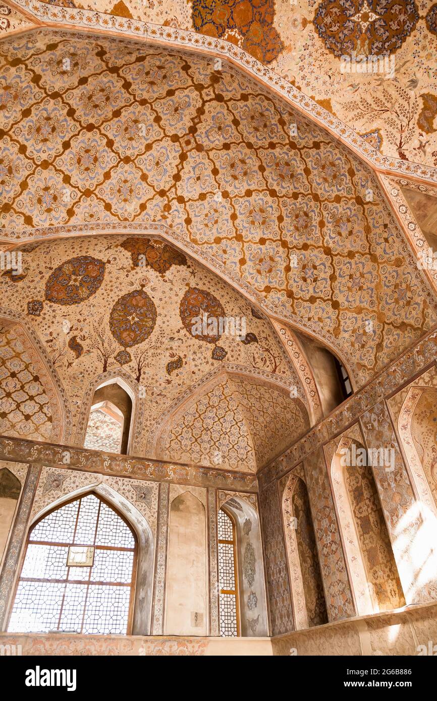 Interior of persian architecture of Ali qapu palace, Imam square ...