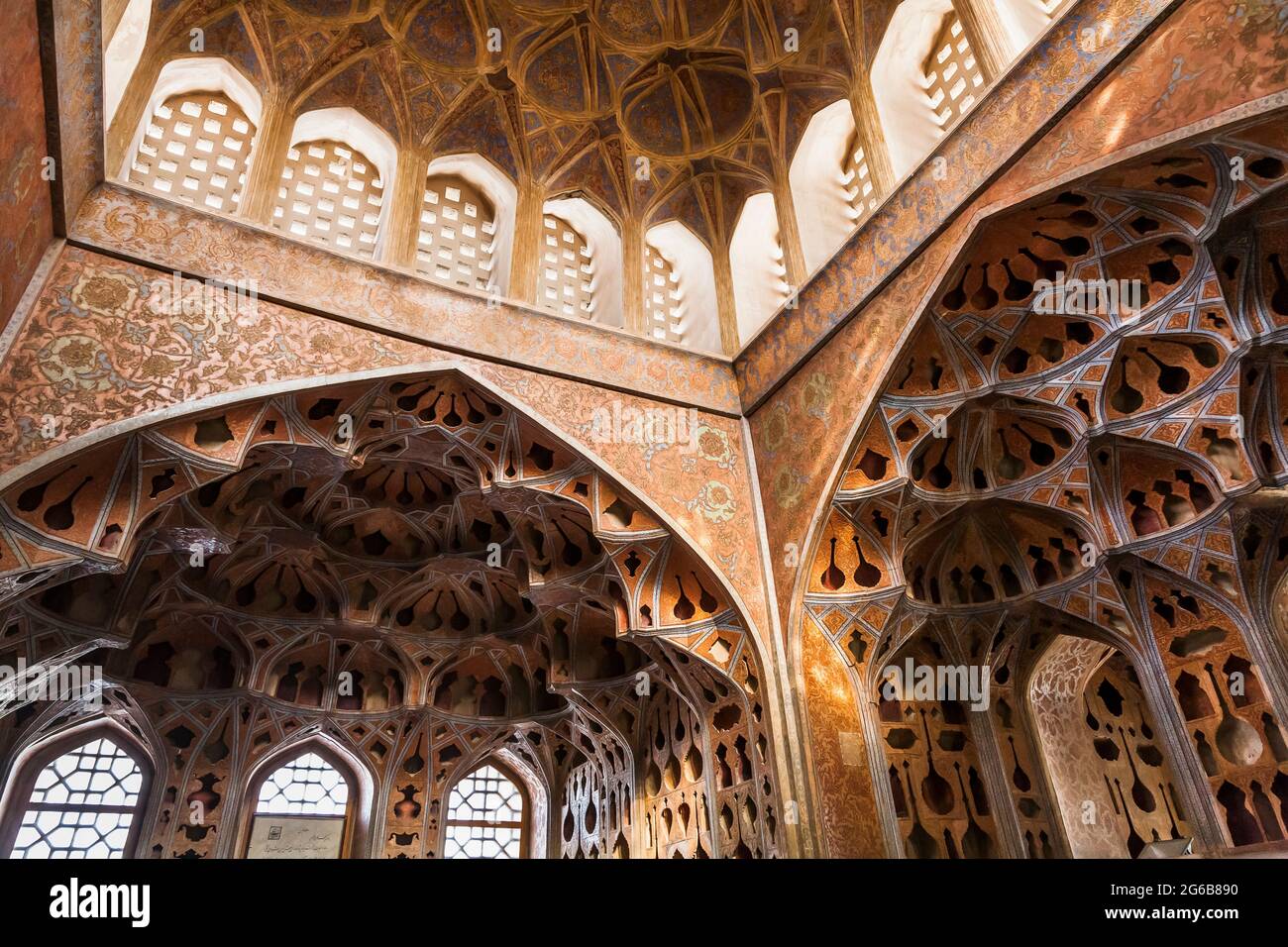 Interior of persian architecture of Ali qapu palace, Imam square ...