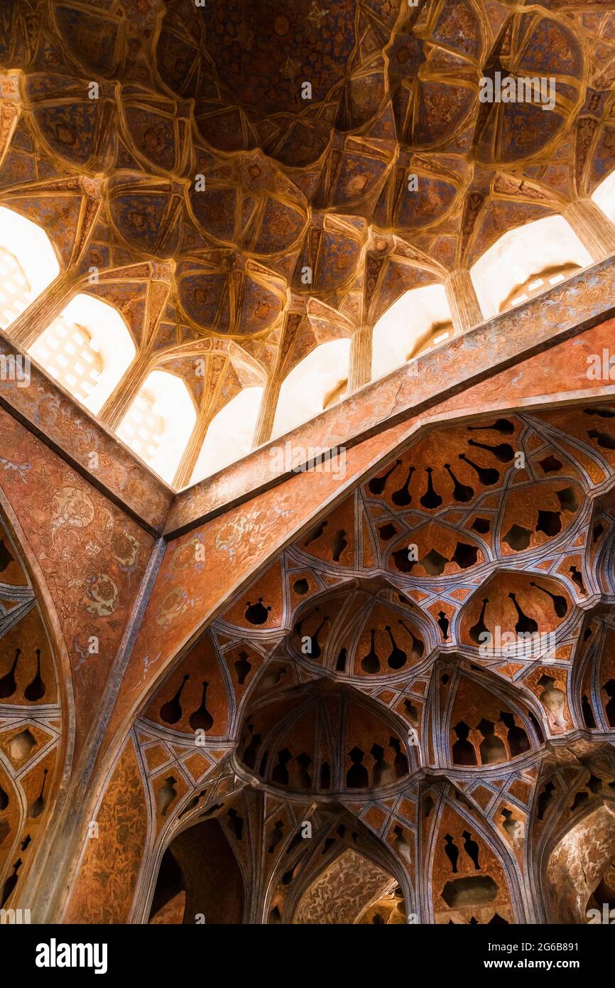 Interior of persian architecture of Ali qapu palace, Imam square ...