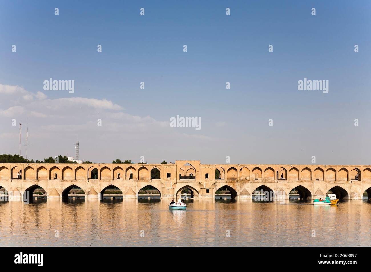 Panorama of historical Khaju Bridge(Si o se pol), over Zayanderud river ...