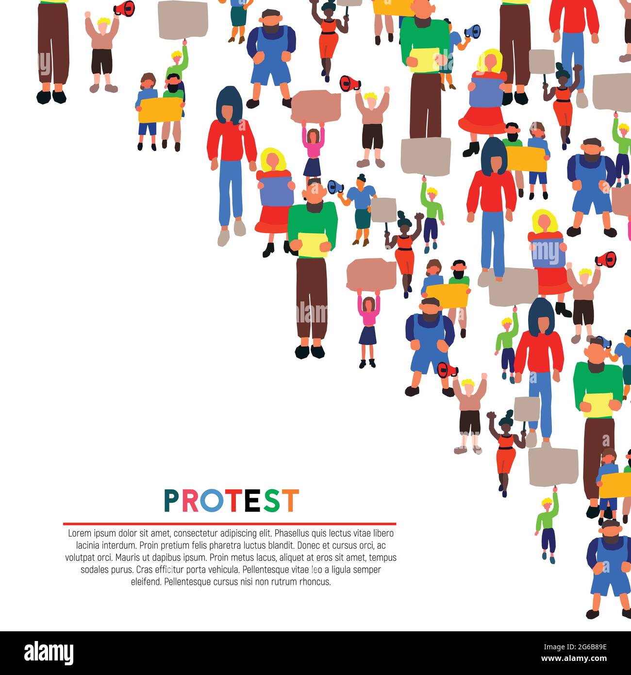 Protesters people on a white background. Revolution vector illustration ...