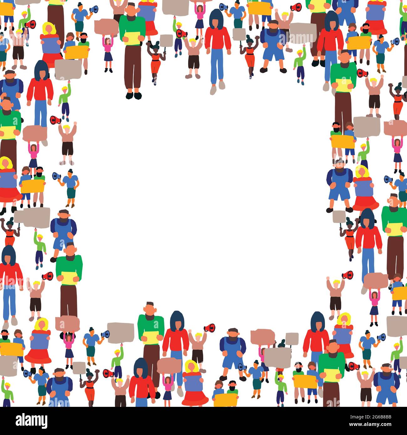 Protesters people on a white background. Revolution vector illustration ...