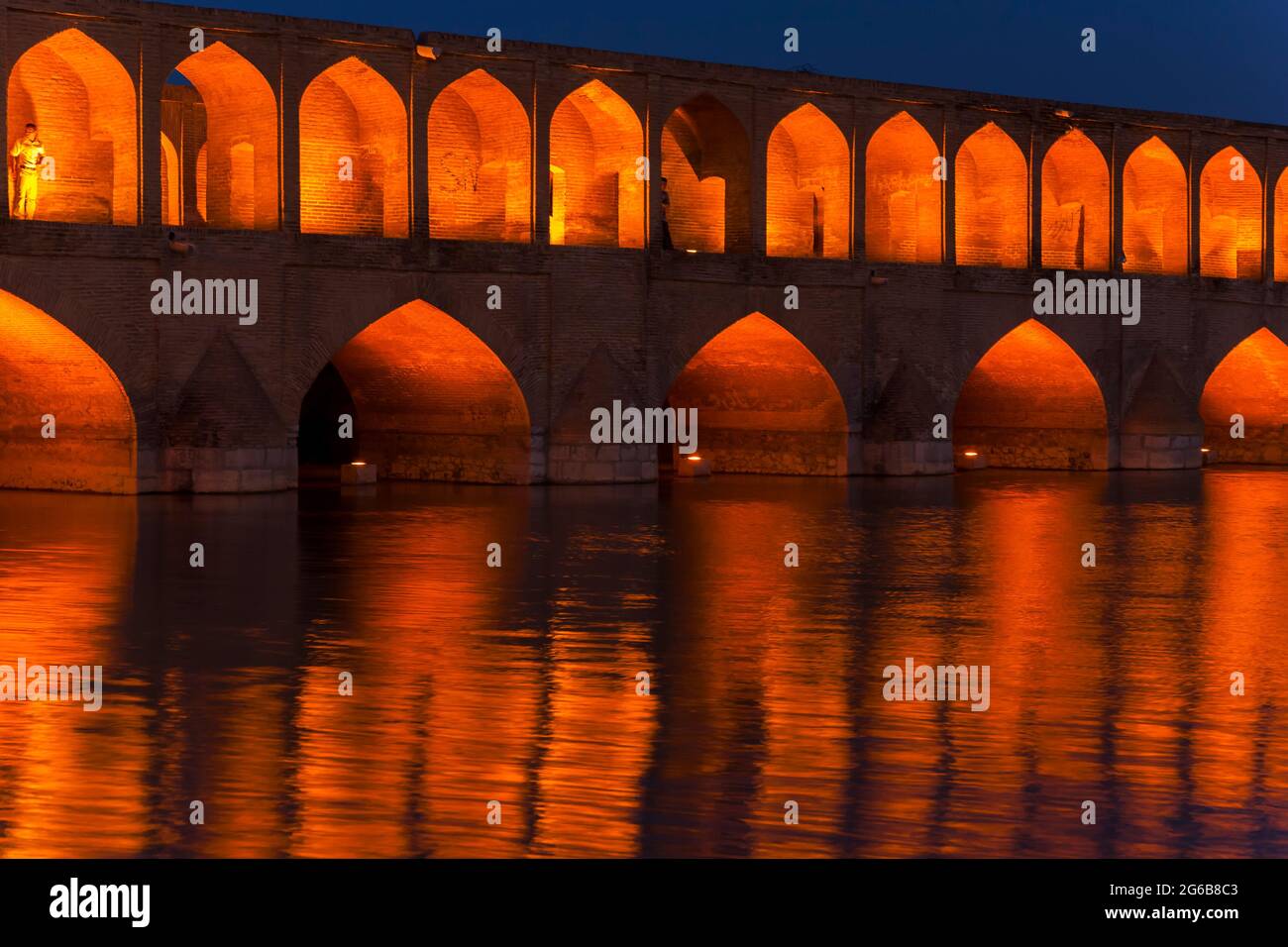 Lighting of Historical Khaju Bridge(Si o se pol), over Zayanderud river ...