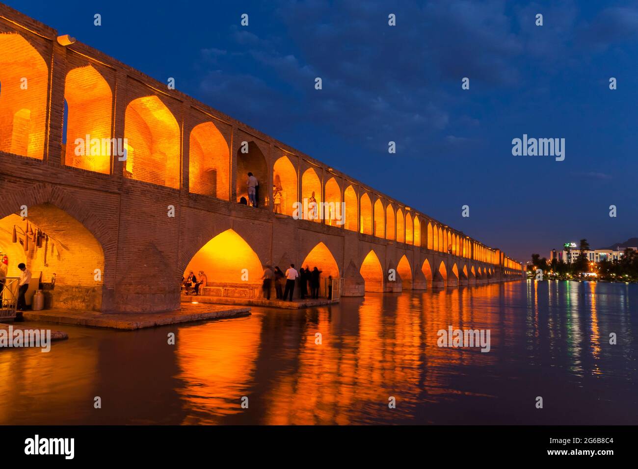 Lighting of Historical Khaju Bridge(Si o se pol), over Zayanderud river ...