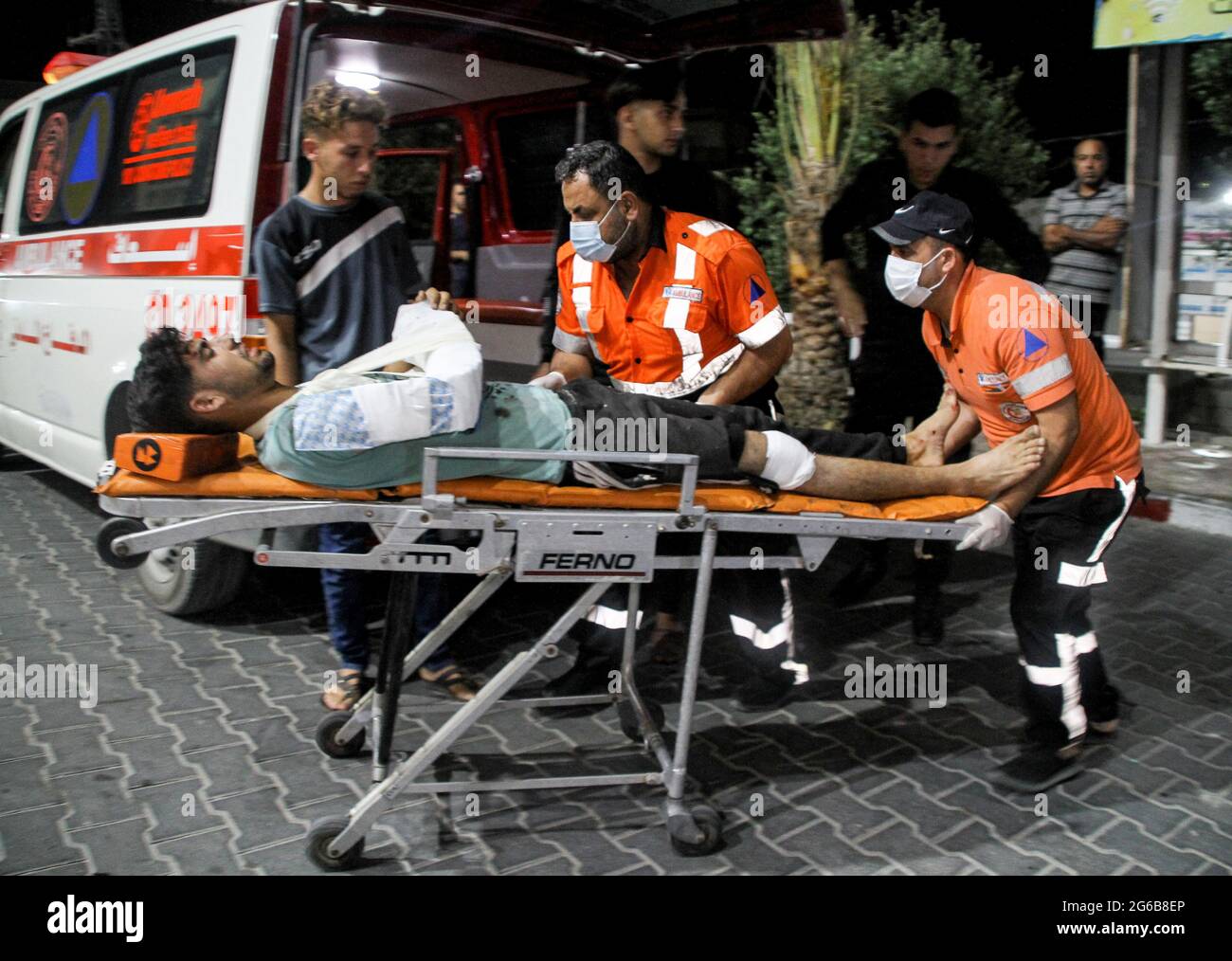 July 4, 2021: Gaza, Palestine. 04 July 2021. Paramedics of the ...