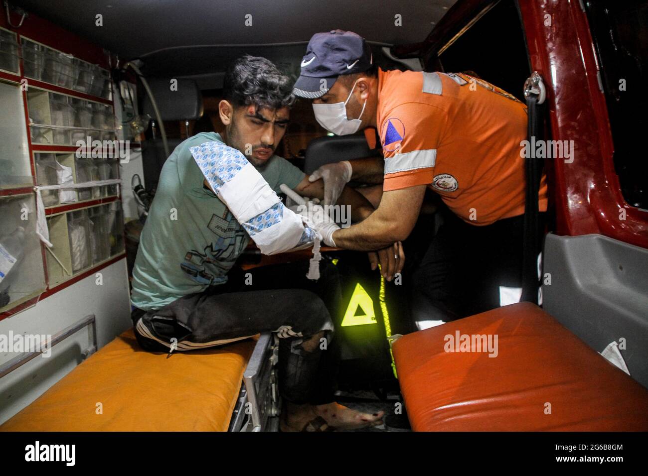 July 4, 2021: Gaza, Palestine. 04 July 2021. Paramedics of the ...