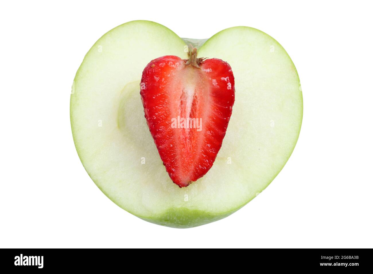 Apple and strawberry on a white background Stock Photo - Alamy