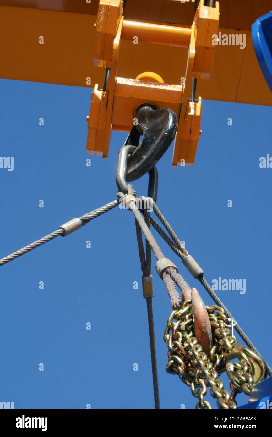 Powerful crane hook. Industrial background Stock Photo - Alamy