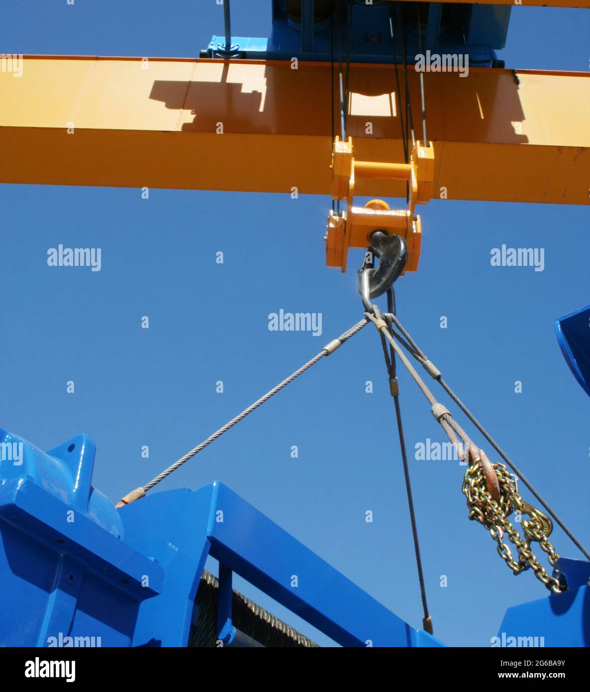 Powerful crane hook. Industrial background Stock Photo - Alamy
