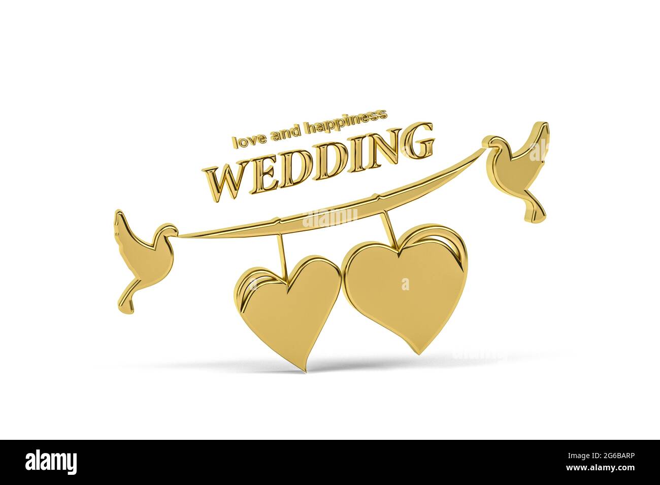 Golden 3d wedding icon isolated on white background - 3d render Stock ...