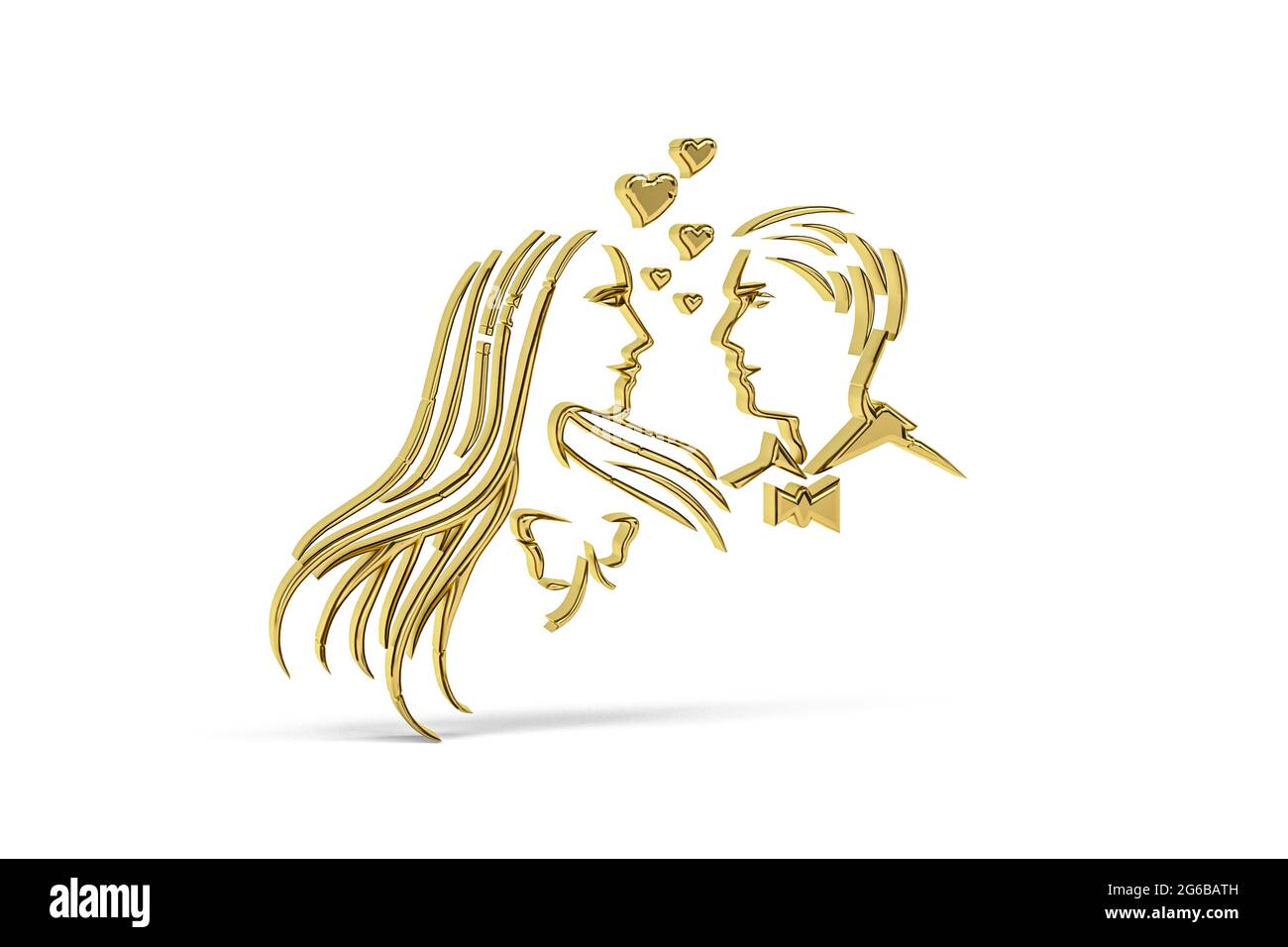 Golden 3d wedding icon isolated on white background - 3d render Stock ...