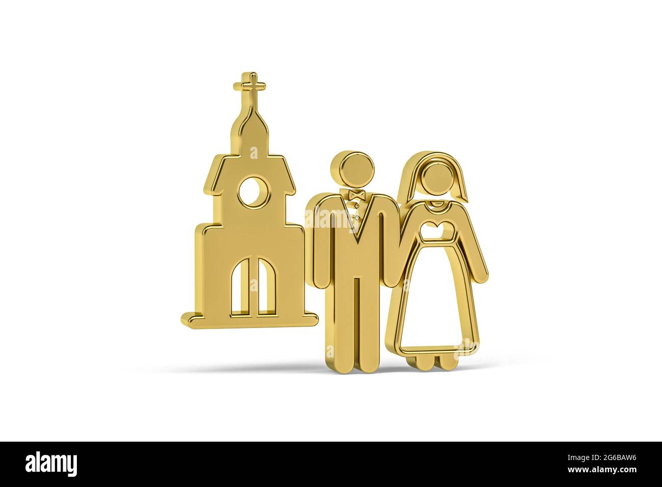 Golden 3d wedding icon isolated on white background - 3d render Stock ...