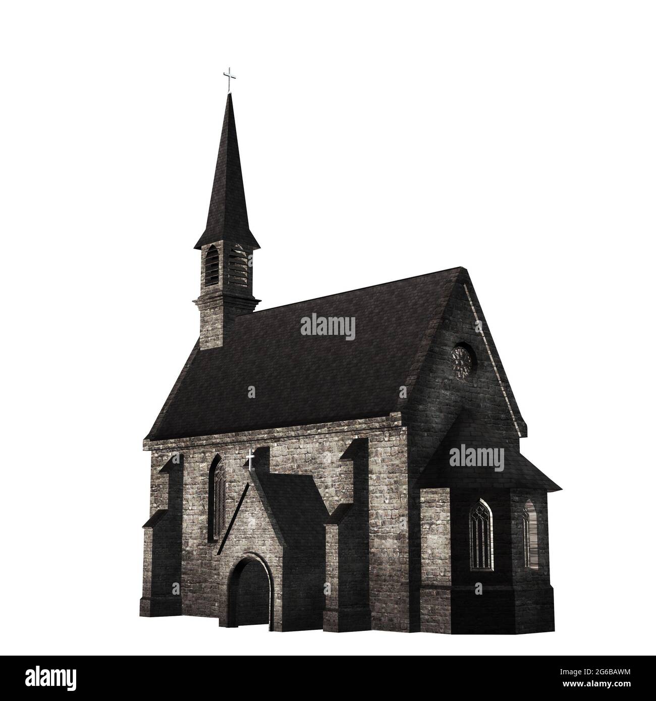 Ancient catholic church made of stone digitally rendered 3d ...