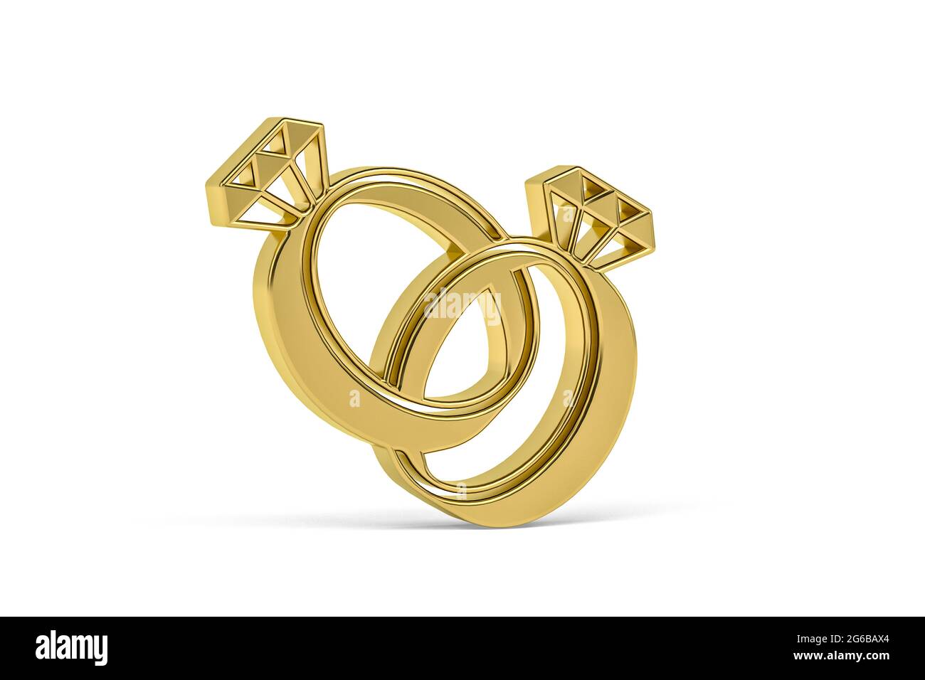 Golden 3d wedding icon isolated on white background - 3d render Stock ...