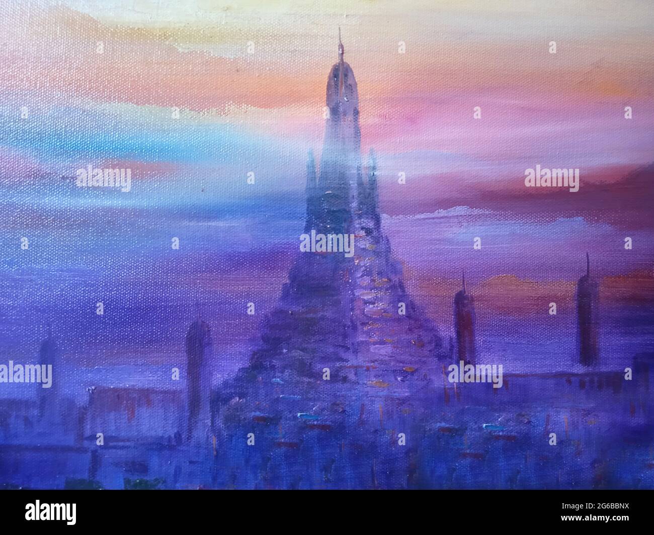 Art ,painting ,Oil ,color ,Wat Arun ,Temple Dawn, Bangkok , thailand ...