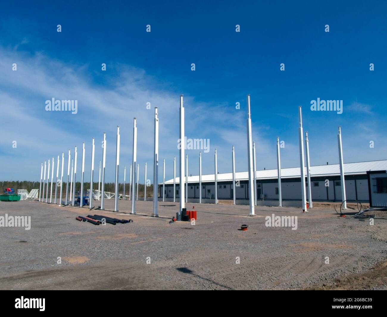 white painted steel frame construction site Stock Photo - Alamy