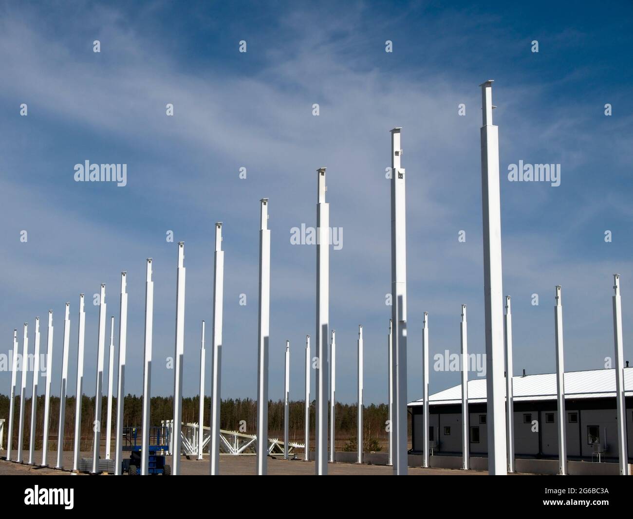 white painted steel frame construction site Stock Photo - Alamy